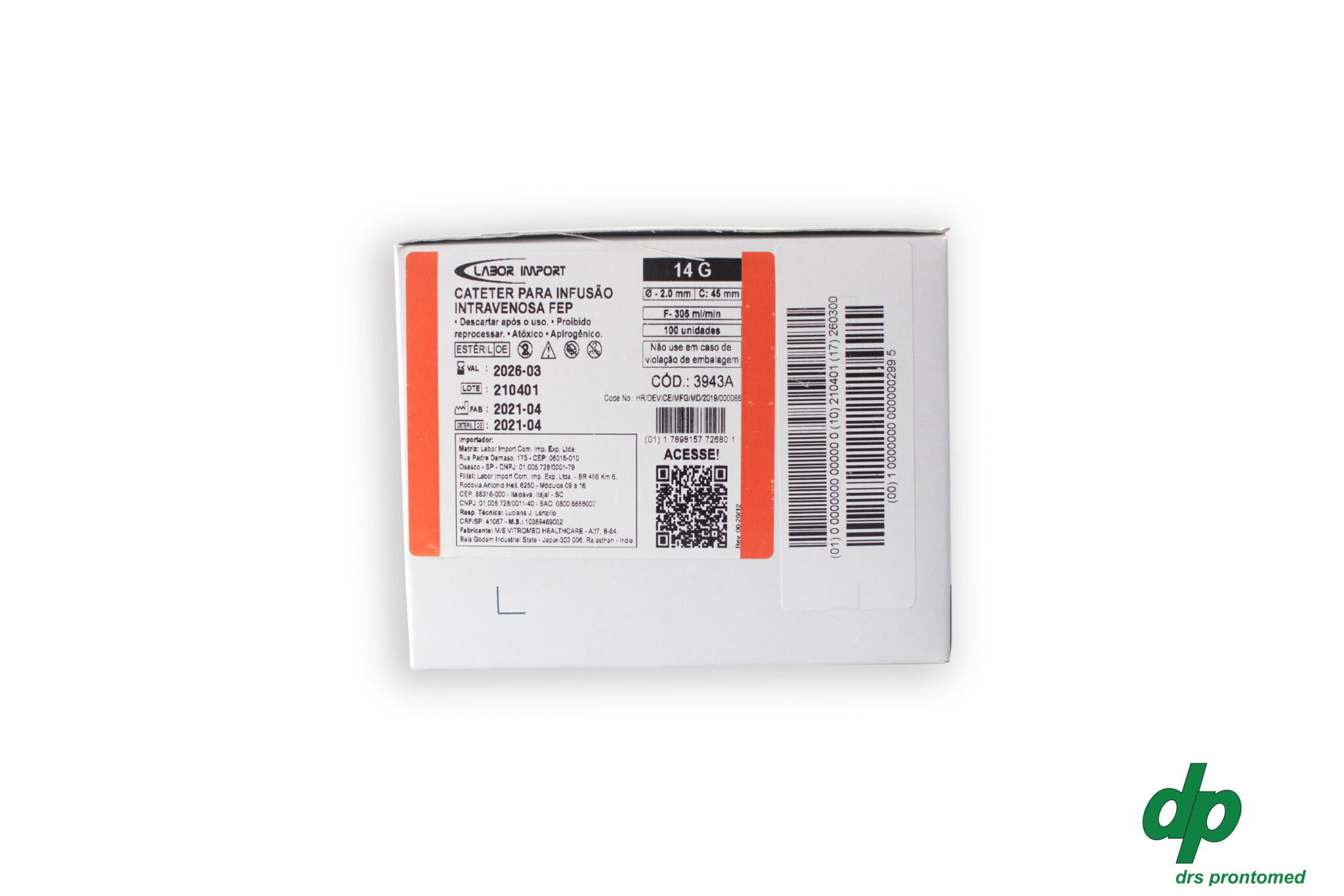 Cateter Intravesono Periférico – 14G – Convencional – Prontomed ...